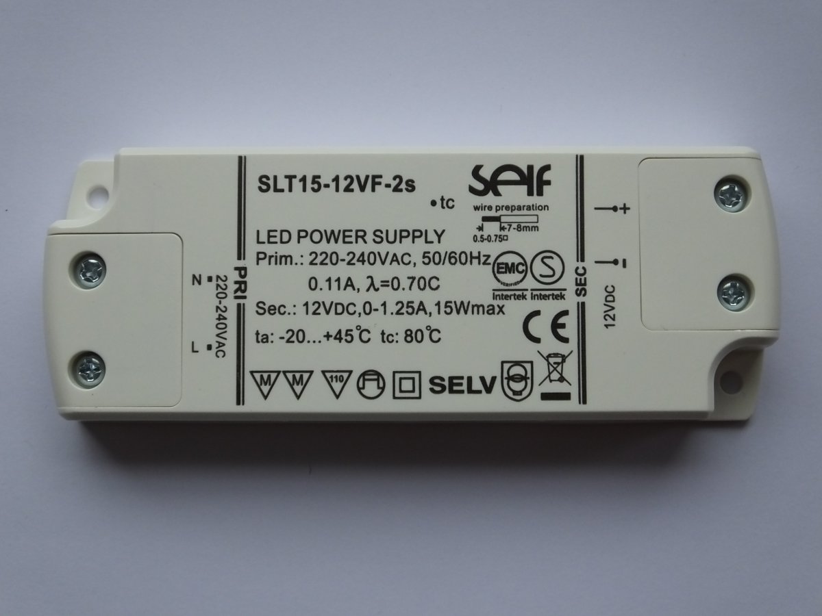 SELF SLT15-12VF-2S 12v 15w CONSTANT VOLTAGE LED DRIVER - SaveMyLight