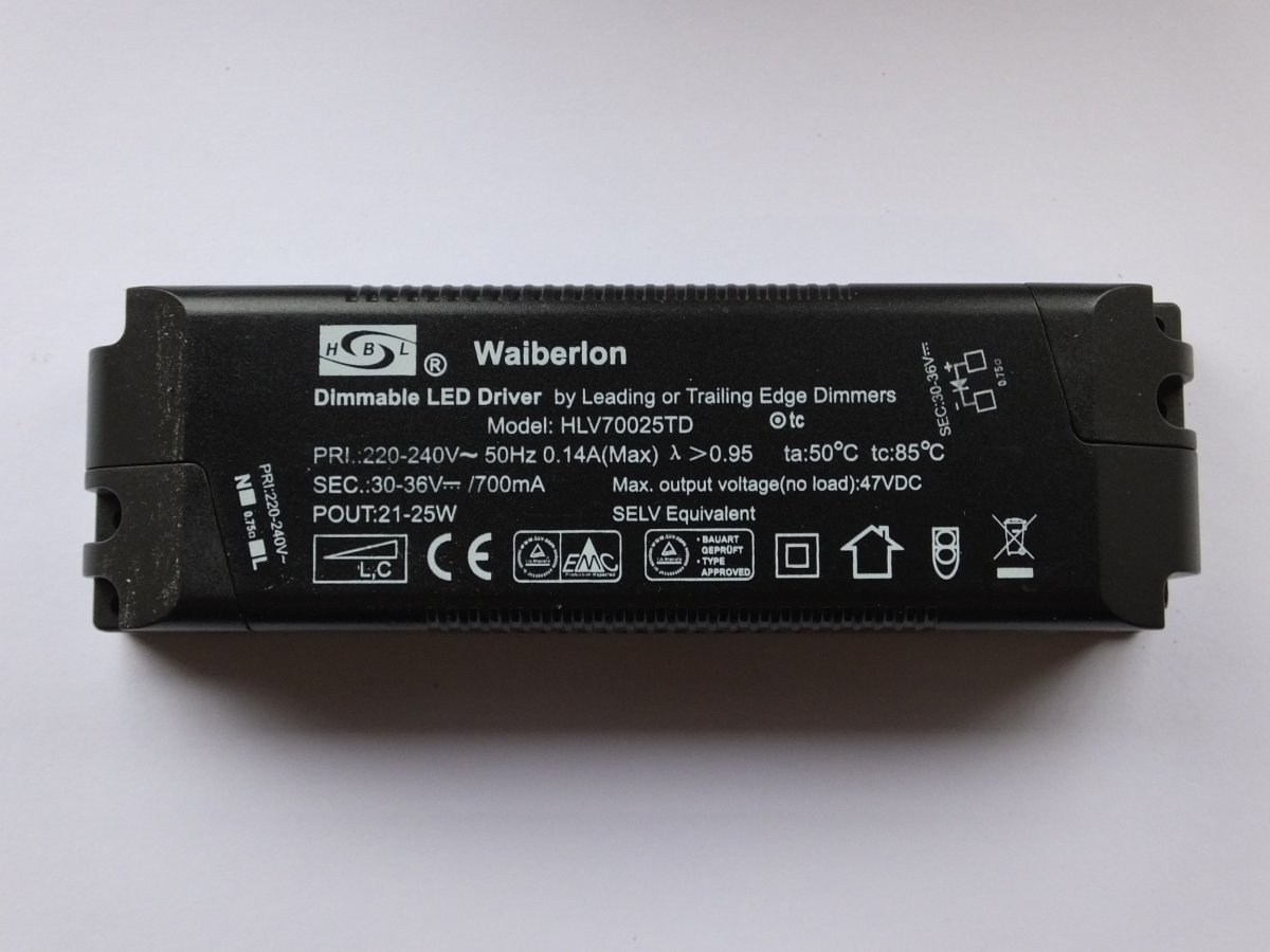 WAIBERLON HLV70025TD DIMMABLE CONSTANT CURRENT LED DRIVER - SaveMyLight