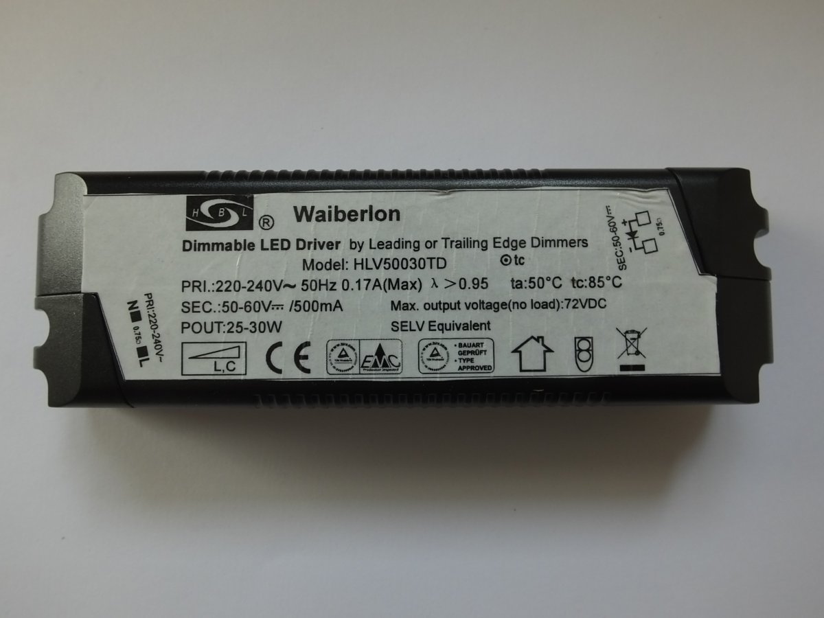WAIBERLON HLV50030TD DIMMABLE CONSTANT CURRENT LED DRIVER - SaveMyLight