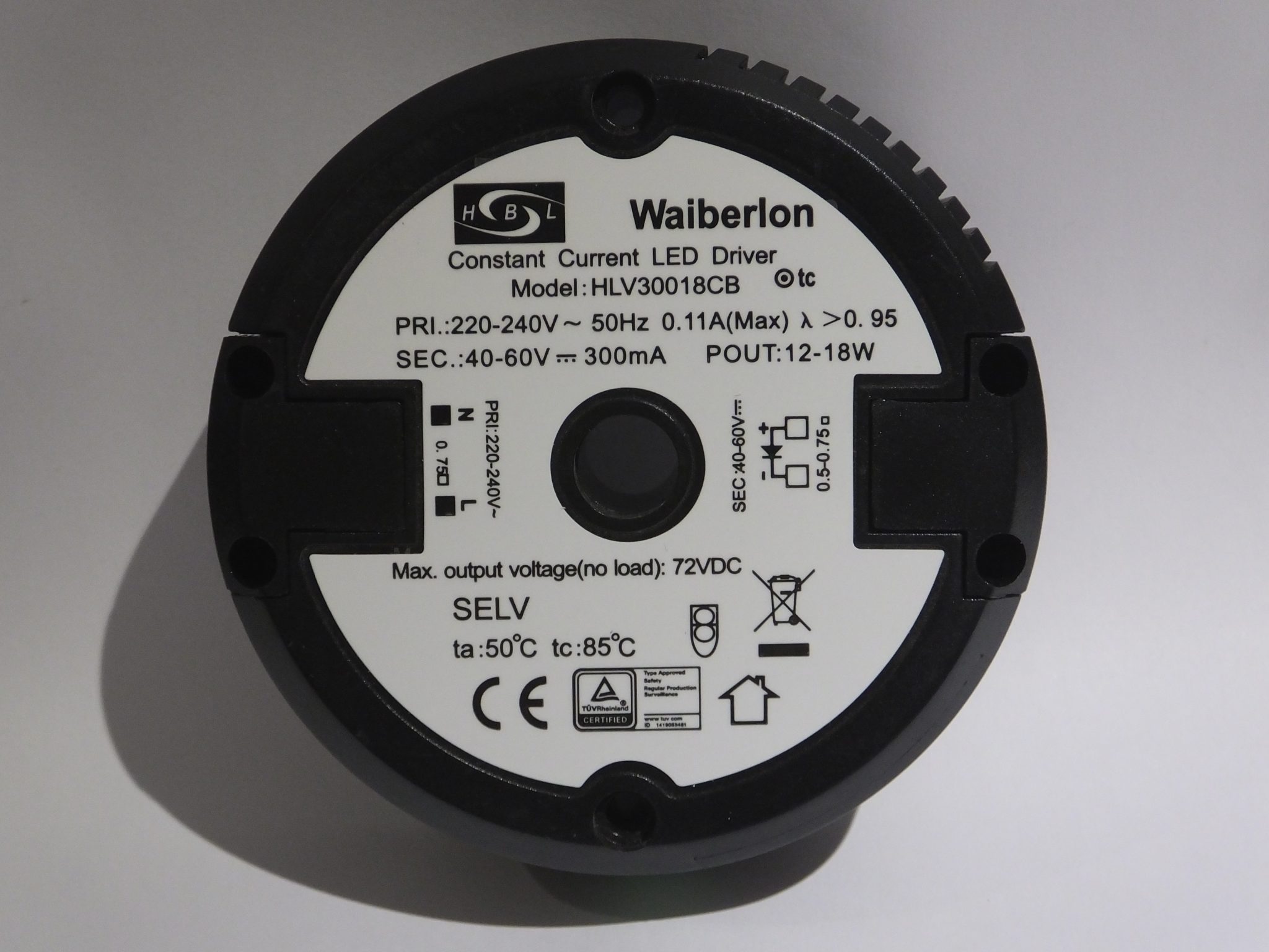 WAIBERLON HLV30018CB CONSTANT CURRENT LED DRIVER - SaveMyLight