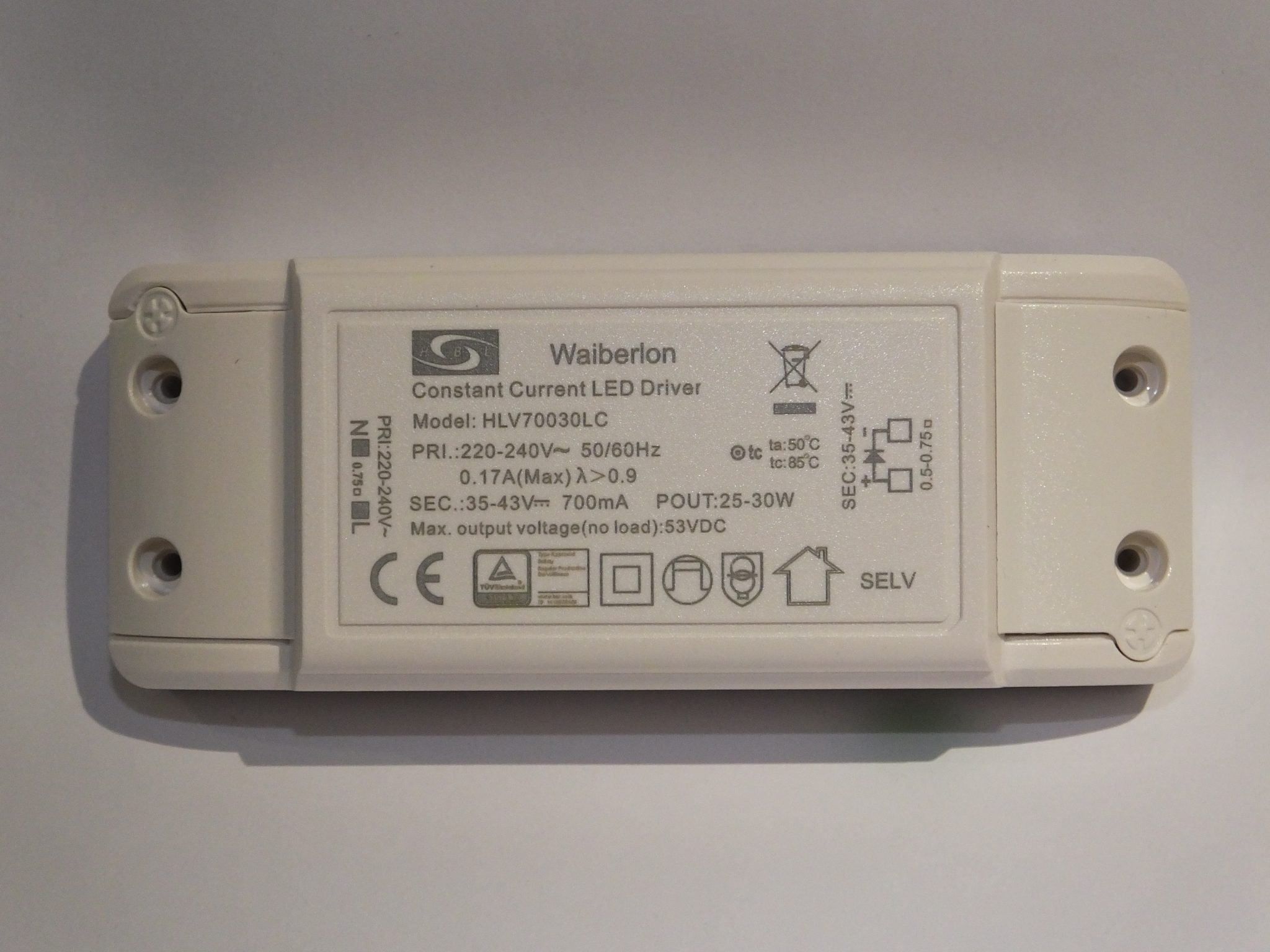 WAIBERLON HLV70030LC CONSTANT CURRENT LED DRIVER - SaveMyLight
